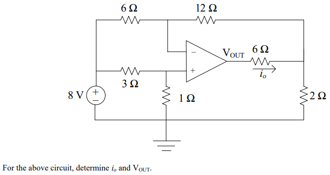 Solved 6 Ω ΕΛΛΗ 12 Ω Λ VOUT 6 Ω - 3 Ω 1ο 8 V + 1Ω 2 Ω w For | Chegg.com
