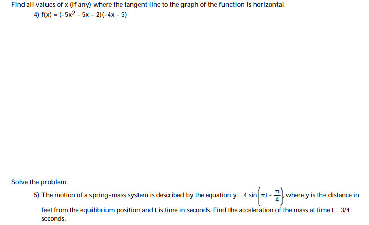 Solved Find all values of x (if any) where the tangent line | Chegg.com