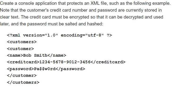 Solved Create a console application that protects an XML | Chegg.com
