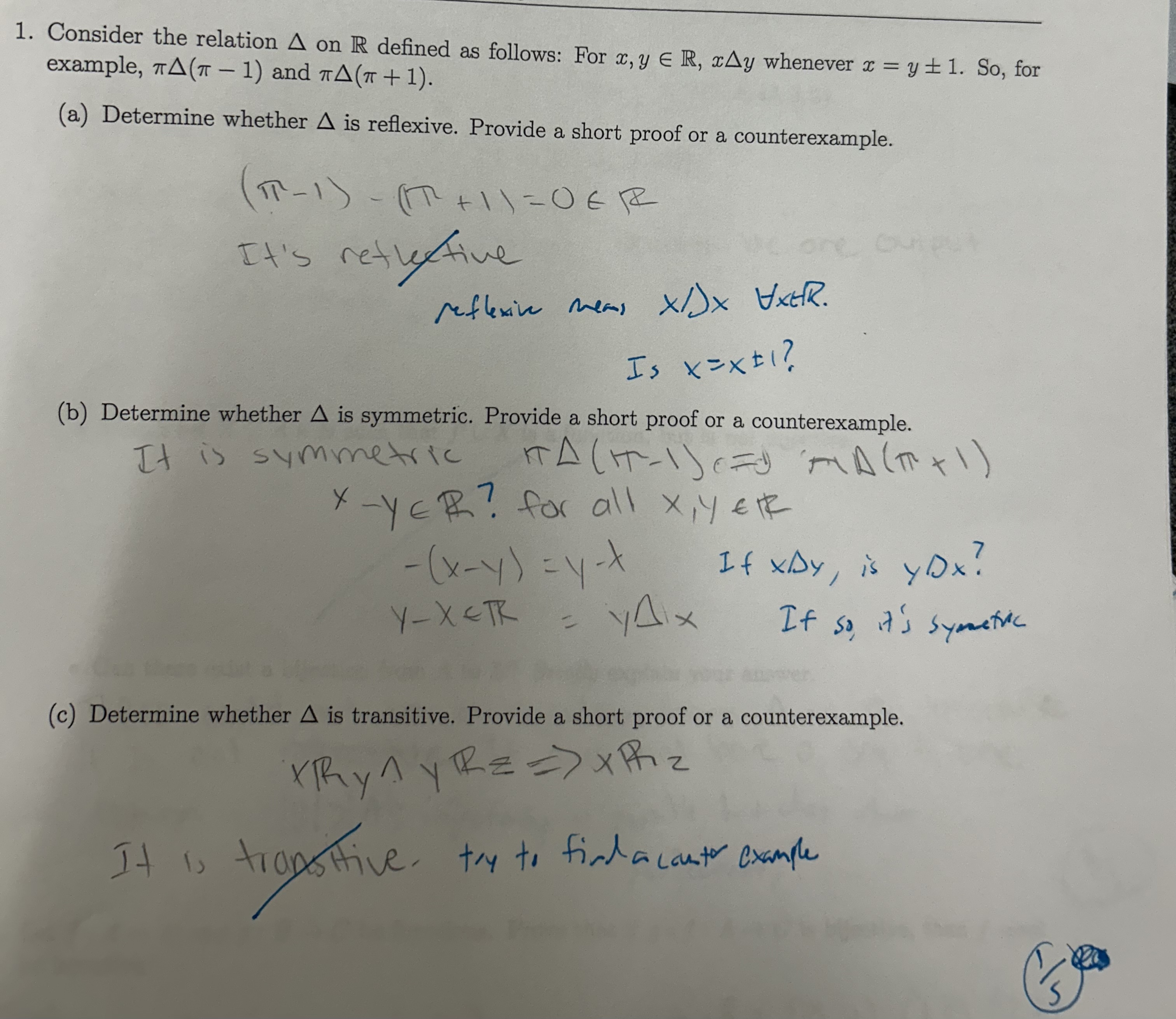 Solved Consider the relation Δ ﻿on R ﻿defined as follows: | Chegg.com