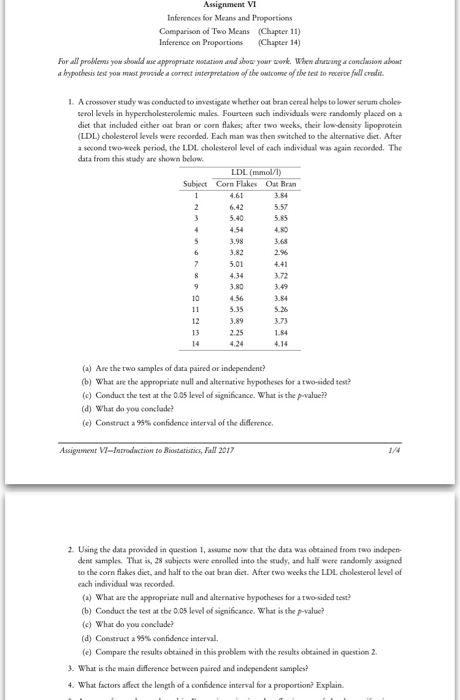 Solved Biostats: Using the data provided in question 1, | Chegg.com