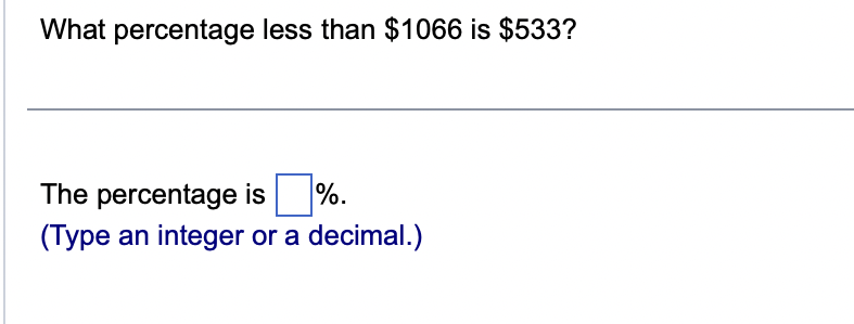Solved What percentage less than $1066 is $533 ? The | Chegg.com
