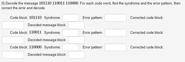 Solved (1 point) Consider the linear code with generator | Chegg.com