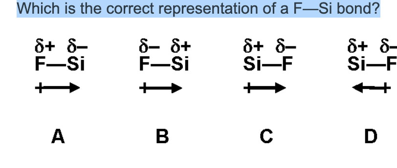 Solved Which is the correct representation of a F—Si bond? | Chegg.com