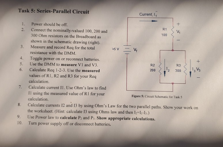 Solved Task 5: Series-Parallel Circuit Req 1-2-3 (measured) | Chegg.com