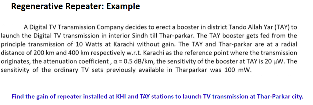 Solved Regenerative Repeater: Example A Digital TV | Chegg.com