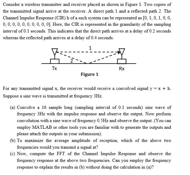 Consider a wireless transmitter and receiver placed | Chegg.com