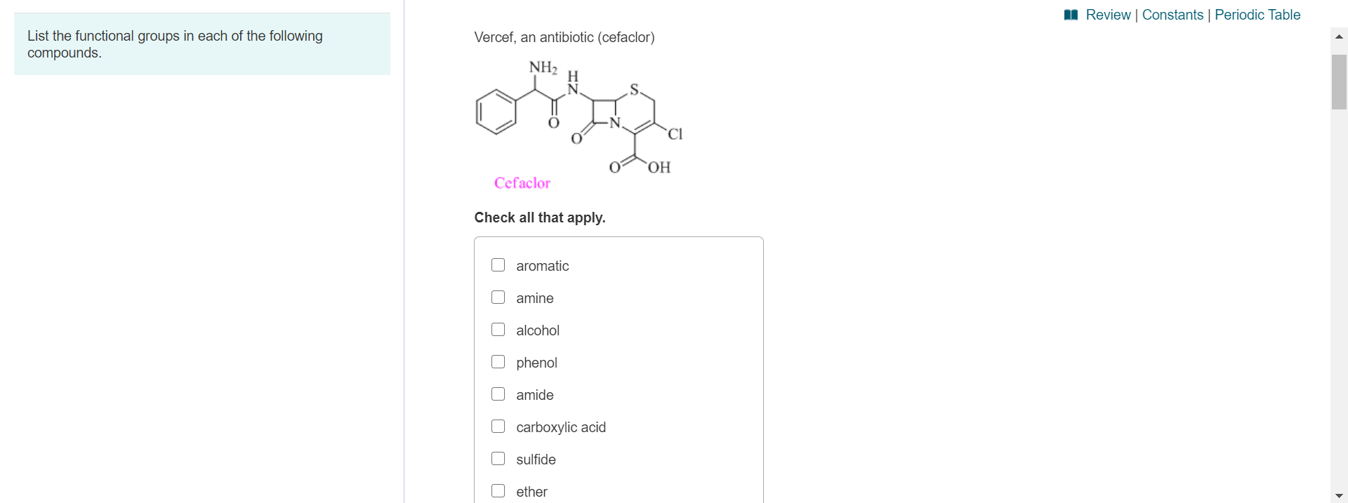 Solved A Review Constants Periodic Table List the functional | Chegg.com