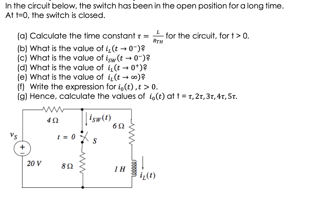 Solved In the circuit below, the switch has been in the open | Chegg.com