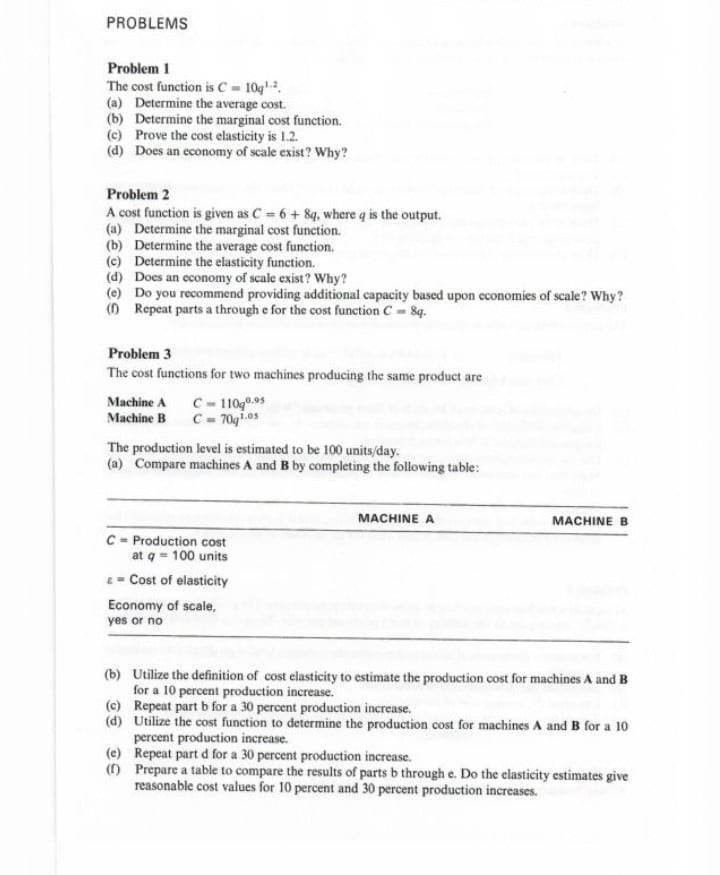 Solved Problem 1 The cost function is C=10q1.2. (a) | Chegg.com