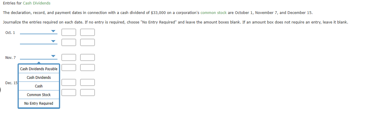 Solved Entries for Cash Dividends The declaration, record, | Chegg.com