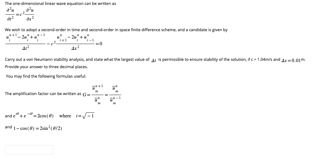 Solved The one-dimensional linear wave equation can be | Chegg.com