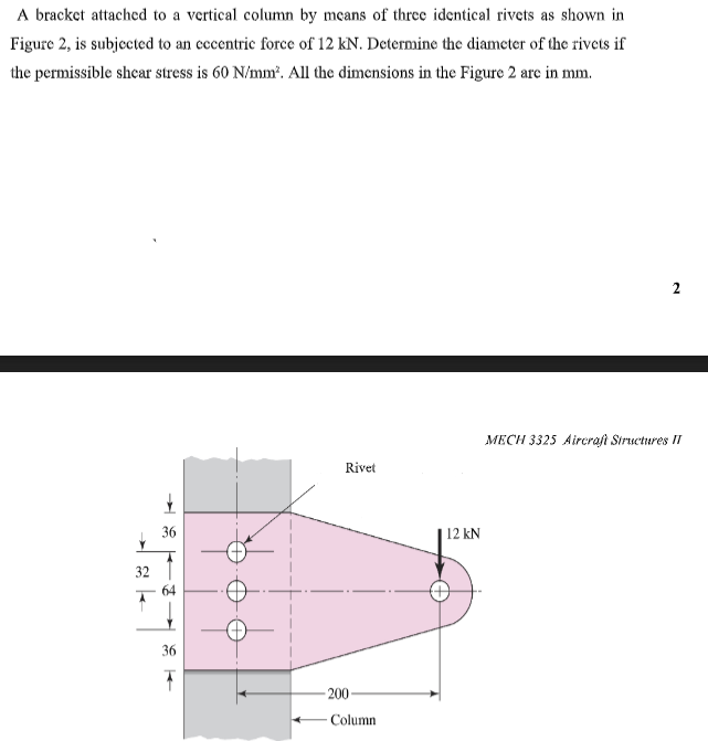 Solved A bracket attached to a vertical column by means of | Chegg.com