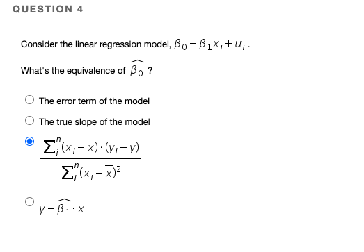 Solved QUESTION 4 Consider the linear regression model, Bo | Chegg.com