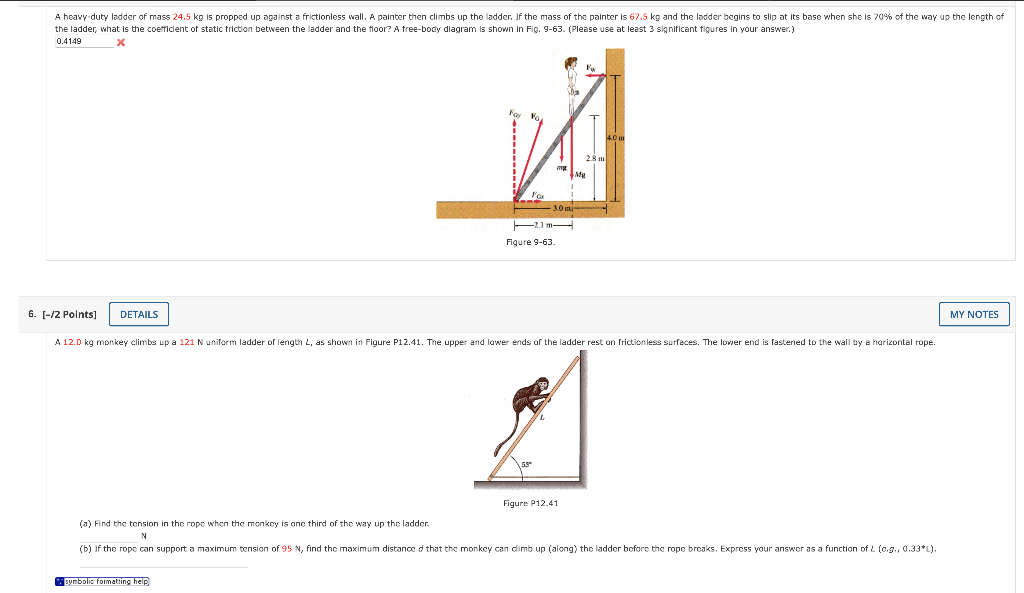 Solved A heavy duty ladder of mass 24.5 kg is propped up | Chegg.com