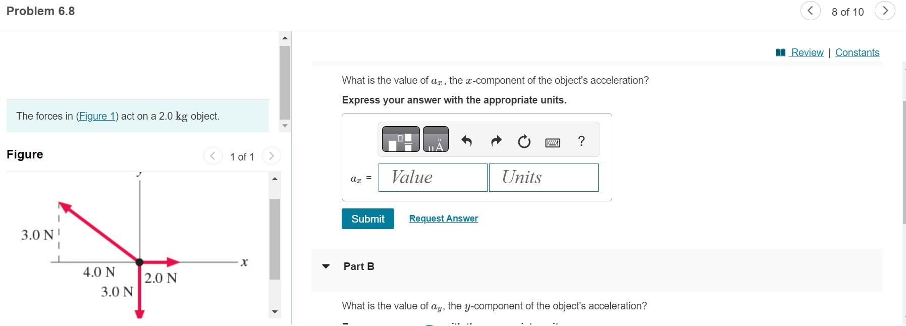 Solved Problem 6.8 What is the value of ax, the x-component | Chegg.com