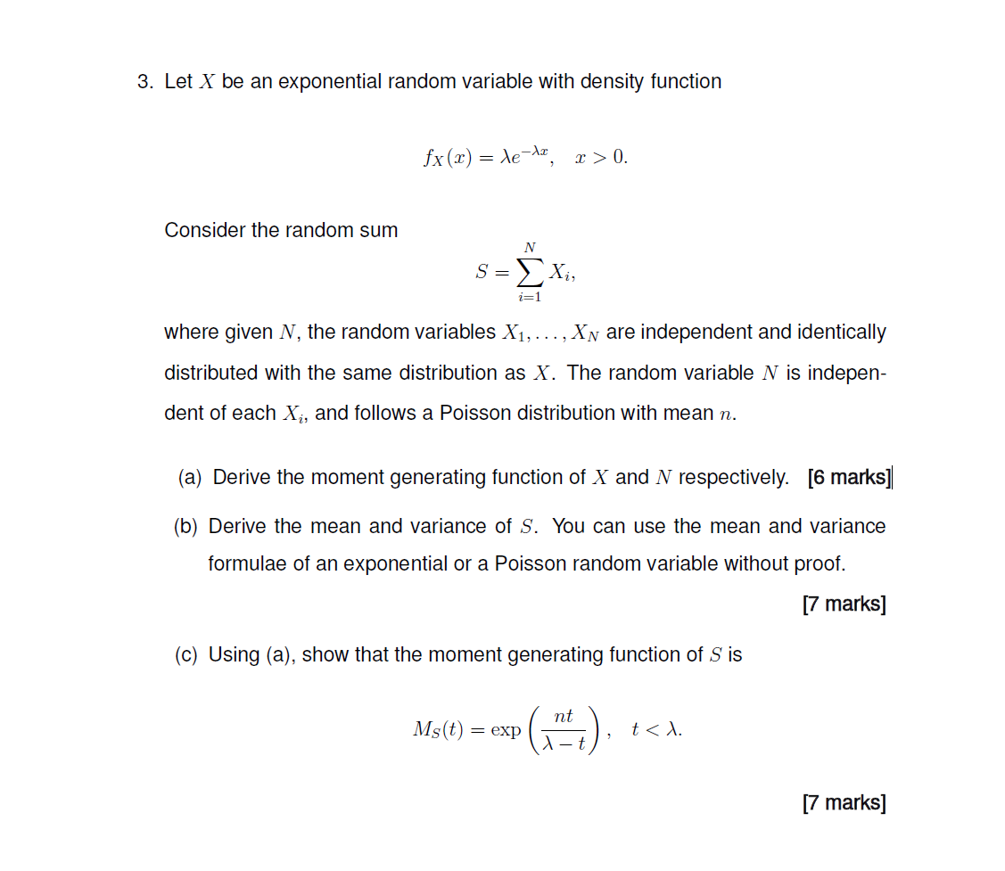 Solved 3. Let X be an exponential random variable with | Chegg.com
