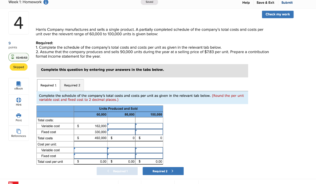 Solved Week 1: Homework i Seved Help Save & Exit Submit | Chegg.com