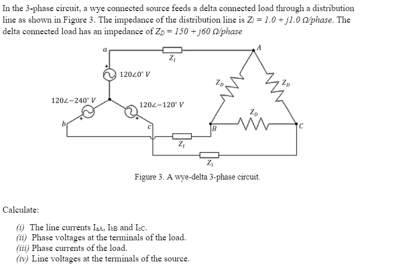 Solved In the 3-phase circuit, a wye connected source feeds | Chegg.com