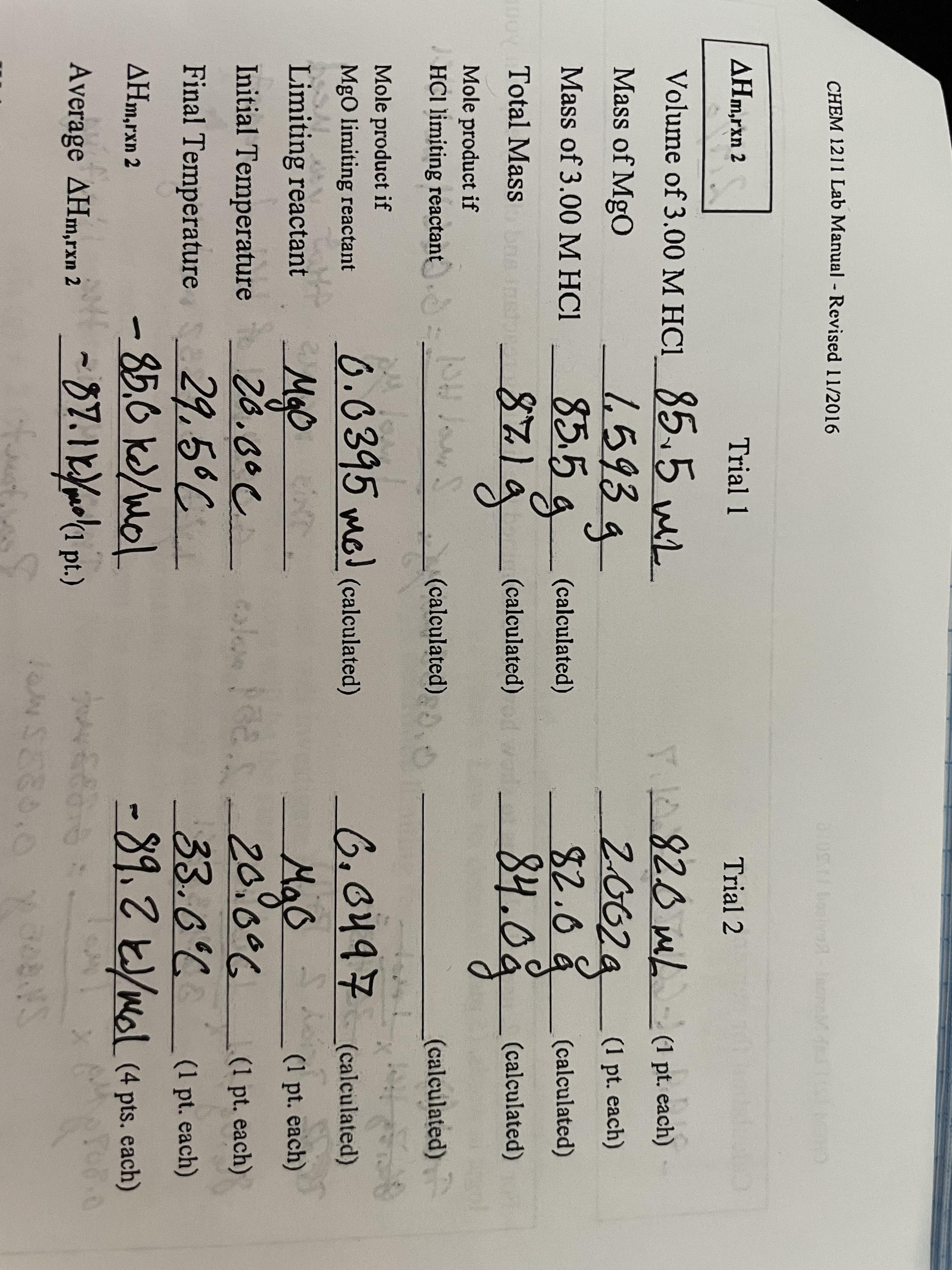 Solved In trial 2, if you used 1.0 M HCl by mistake, would | Chegg.com