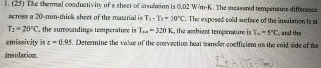 Solved 1. (25) The thermal conductivity of a sheet of | Chegg.com