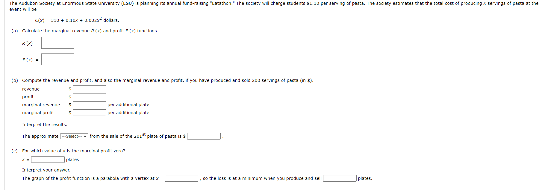 Solved event will be C(x)=310+0.10x+0.002x2 dollars (a) | Chegg.com