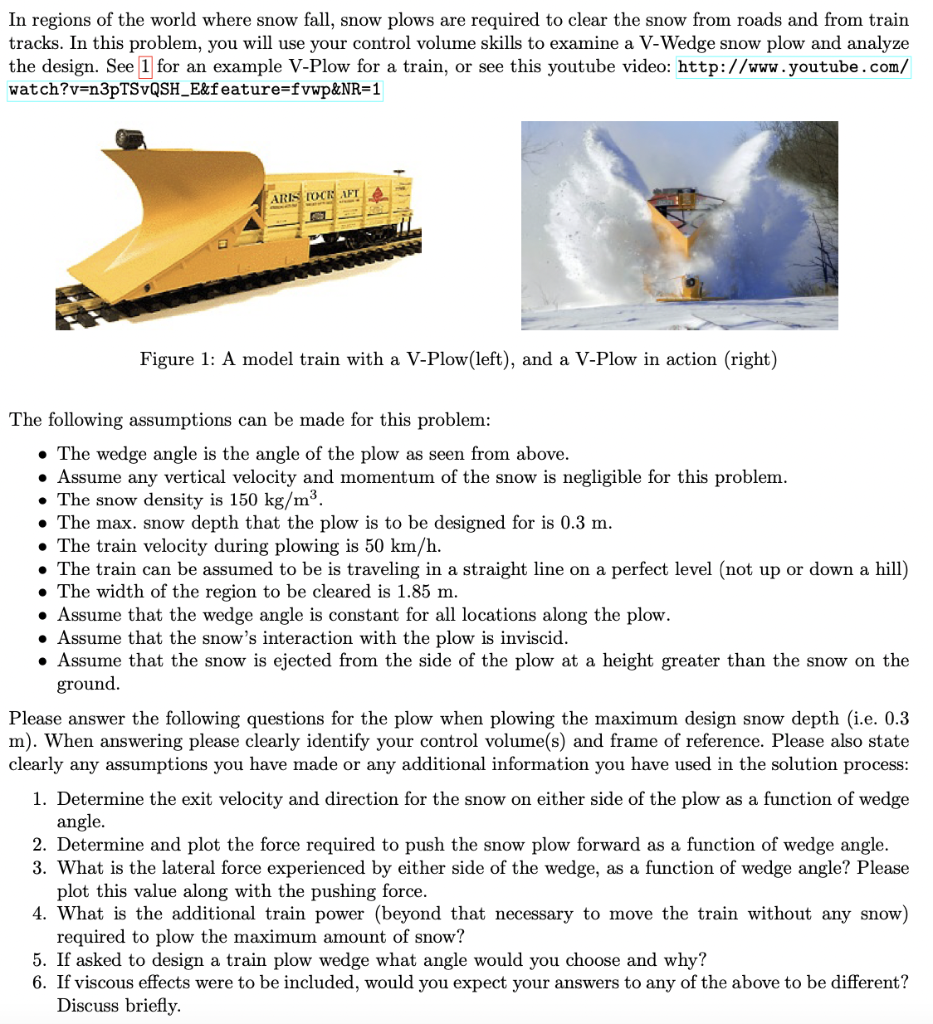 Solved In regions of the world where snow fall, snow plows | Chegg.com