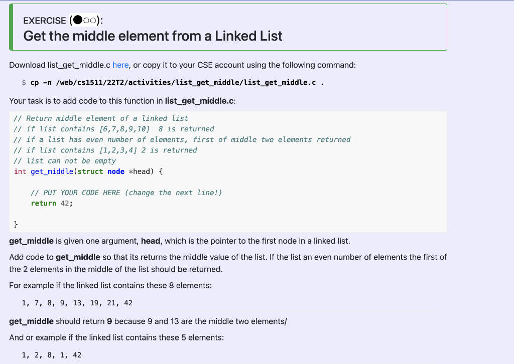 Solved Get the midale element trom a Linked List Download | Chegg.com