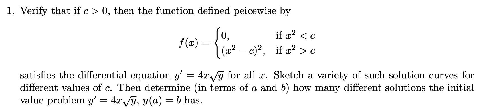 Solved Verify that if c>0, ﻿then the function defined | Chegg.com