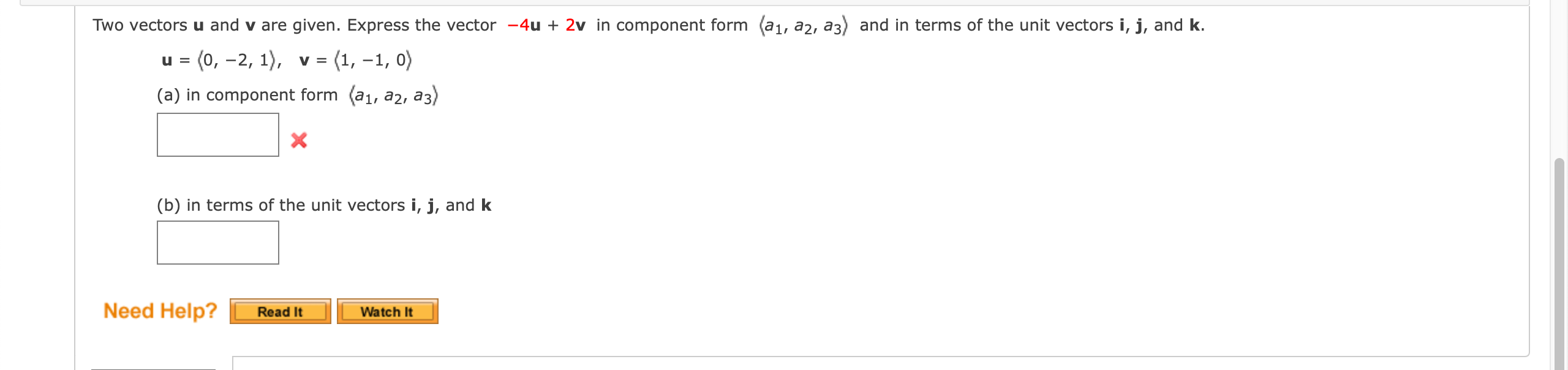 Solved Two vectors u and v are given. Express the vector -4u | Chegg.com