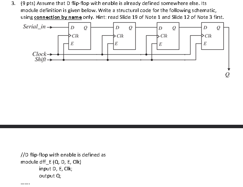 Solved ( 9 ﻿pts) ﻿As sume that D ﻿flip-flop with enable is | Chegg.com