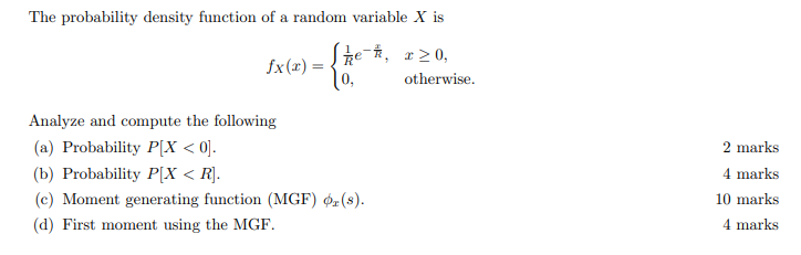 Solved The probability density function of a random variable | Chegg.com