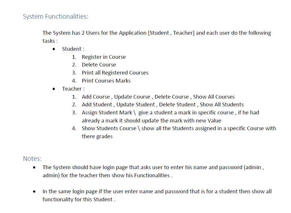 Solved . Make java application that simulate Student | Chegg.com
