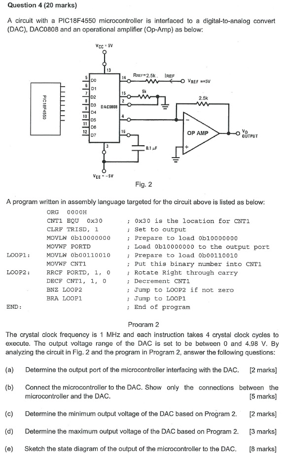 Question 4 (20 marks) A circuit with a PIC18F4550 | Chegg.com