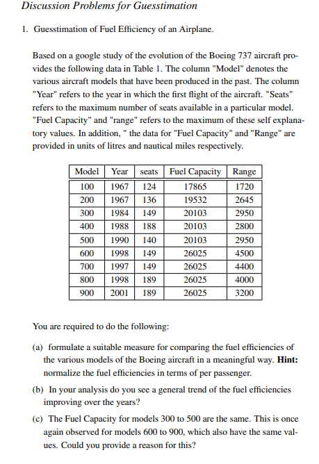 Solved Discussion Problems for Guesstimation 1. | Chegg.com