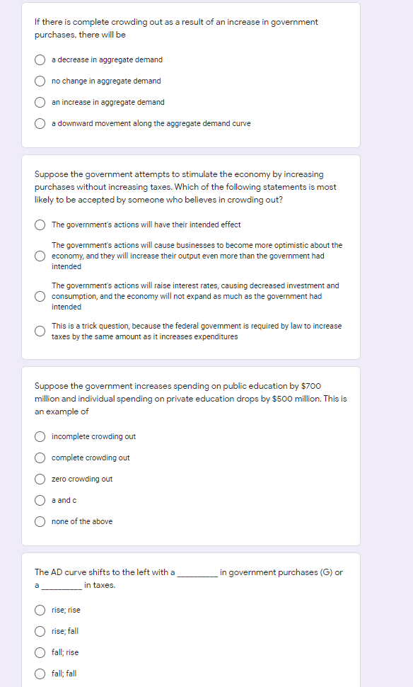 Solved If there is complete crowding out as a result of an | Chegg.com