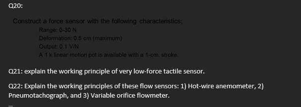 Solved Q20: Construct a force sensor with the following | Chegg.com