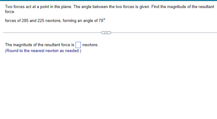 Solved Two forces act at a point in the plane. The angle | Chegg.com