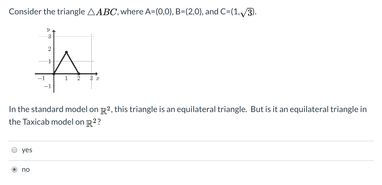 Solved Consider the triangle AABC, where A=(0,0), B=(2,0), | Chegg.com