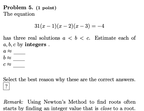 Solved Problem 5. (1 ﻿point)The | Chegg.com