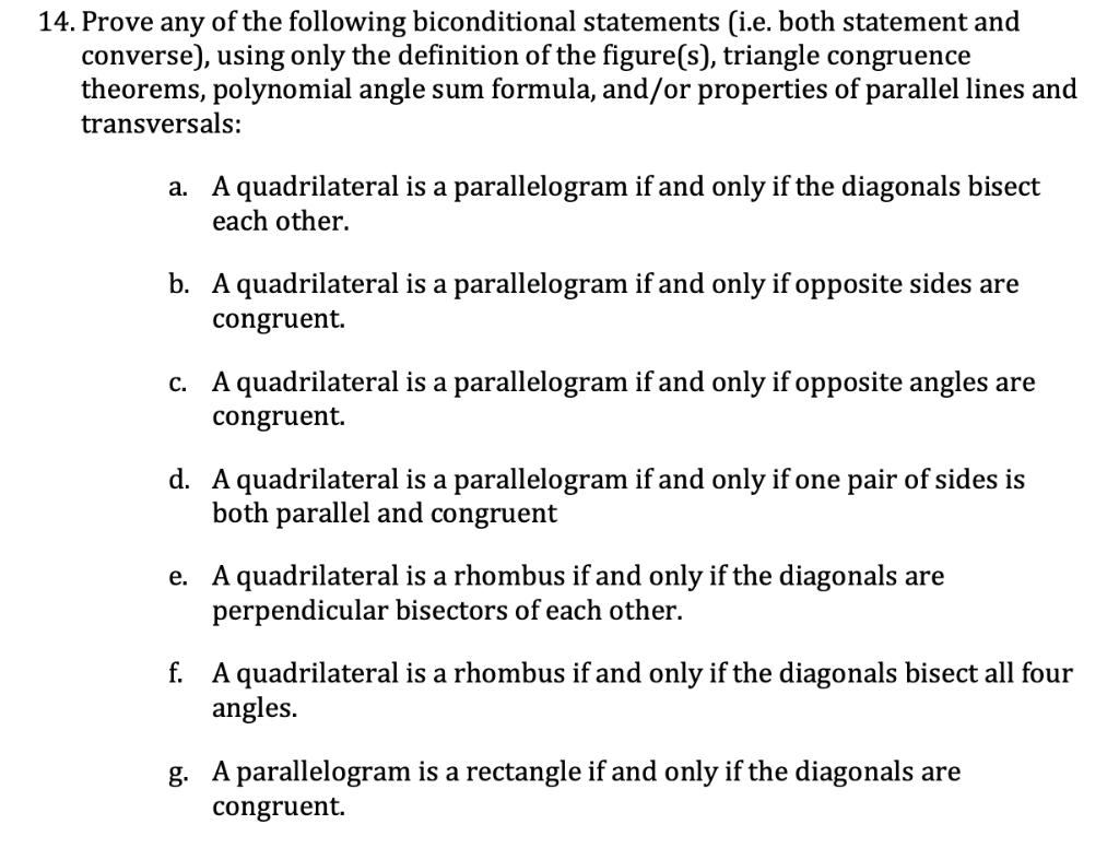 Solved Prove any of the following biconditional statements | Chegg.com