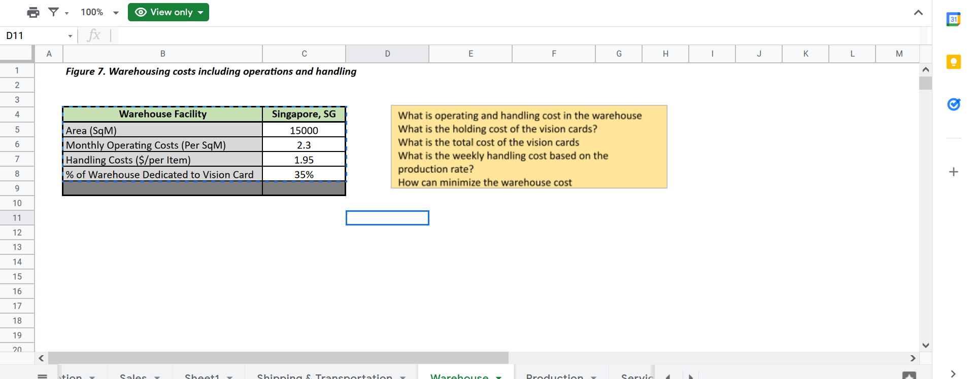 I am only looking answer for warehouse and production | Chegg.com