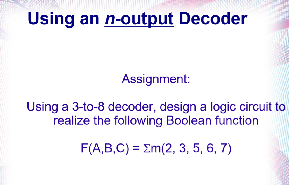 Solved Using an n-output Decoder Assignment: Using a 3-to-8 | Chegg.com