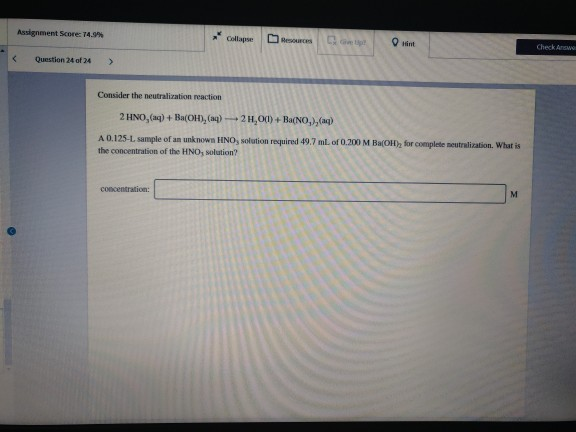 Solved Assignment Score: 74.9% Collapse Resources Hint K | Chegg.com