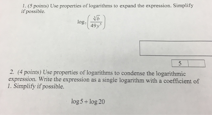 Solved Use properties of logarithms to expand the | Chegg.com