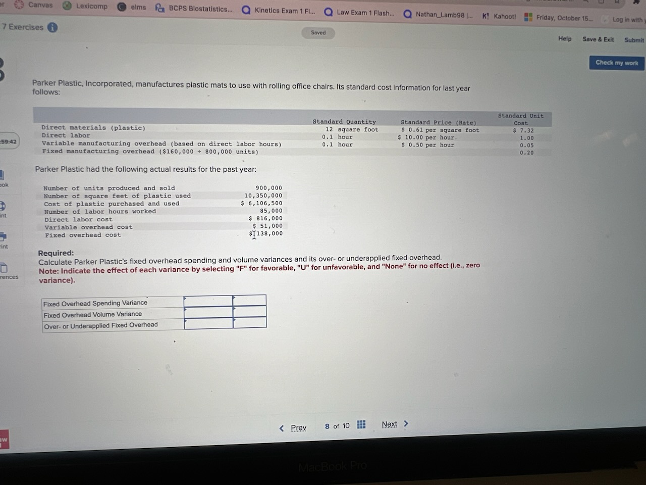 Solved Parker Plastic, Incorporated, manufactures plastic | Chegg.com