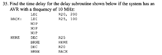 Find the time delay for the delay subroutine shown | Chegg.com