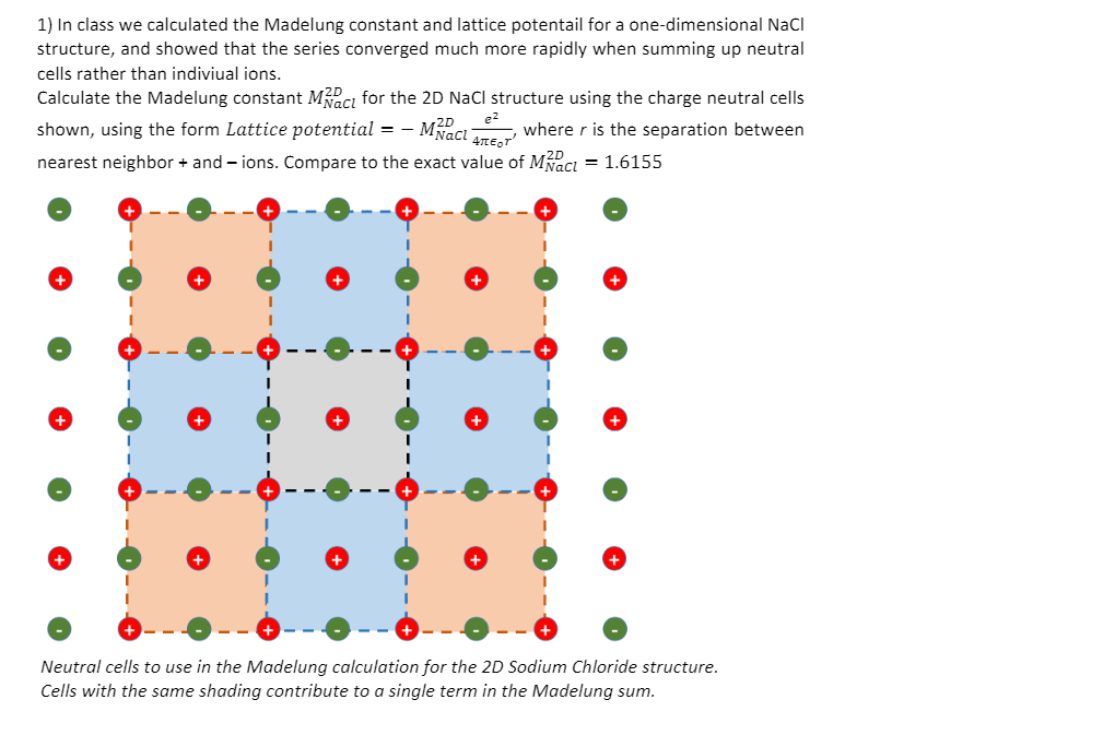 1) In class we calculated the Madelung constant and | Chegg.com