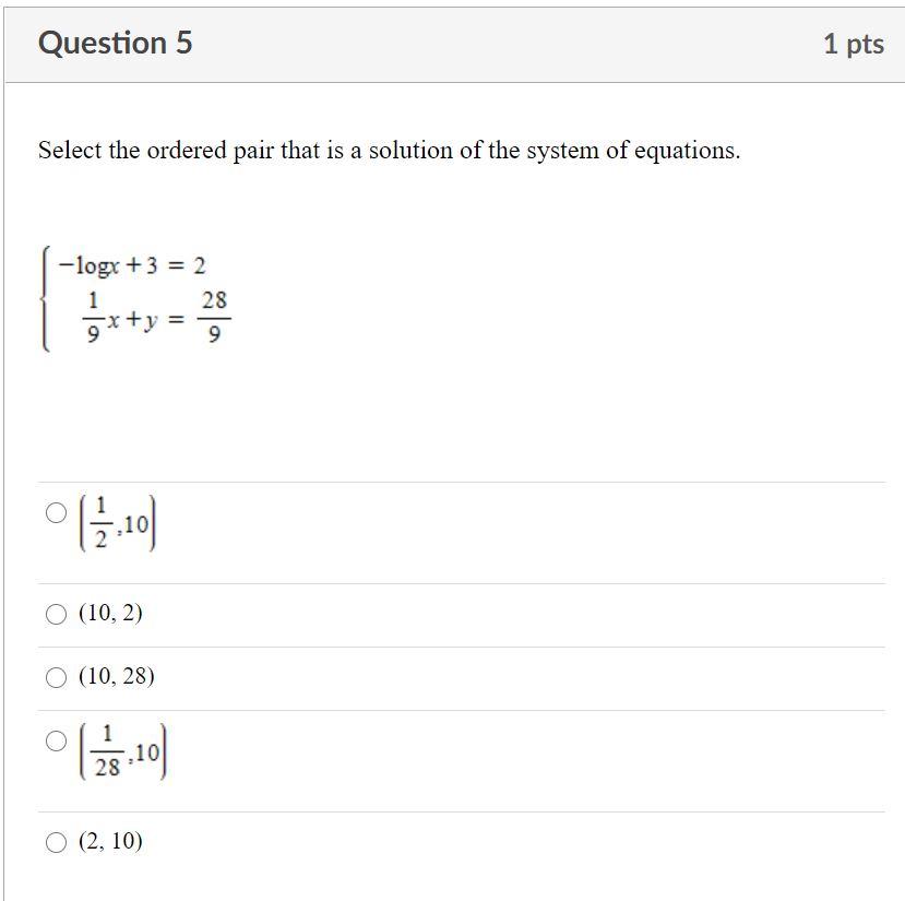 Solved Select the ordered pair that is a solution of the | Chegg.com