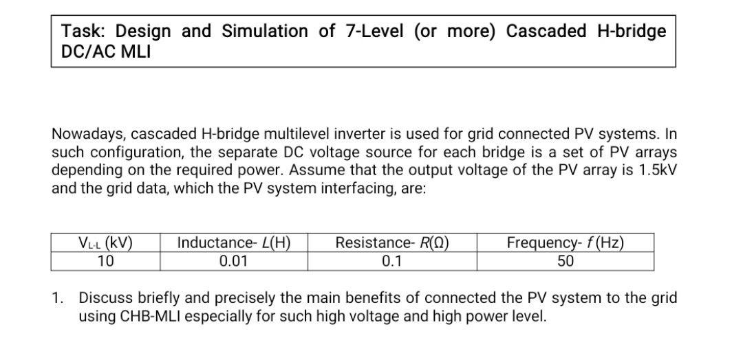 Solved Task: Design and Simulation of 7-Level (or more) | Chegg.com